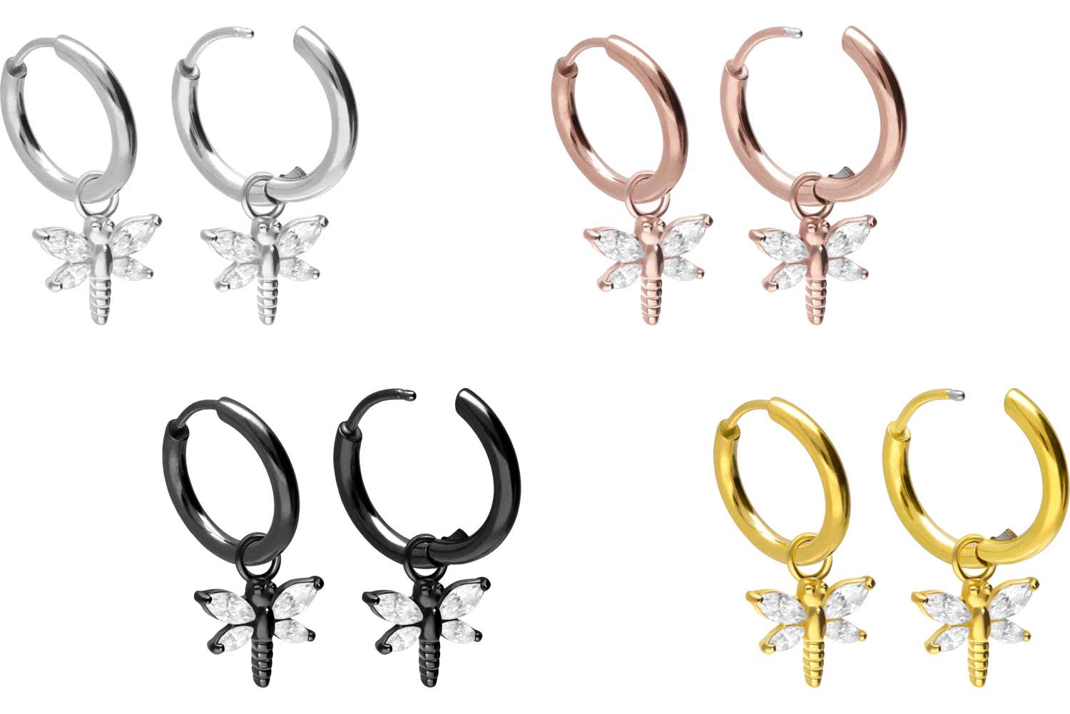 Surgical steel ear clicker creoles DRAGONFLY | PIERCINGLINE